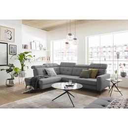 Musterring Ecksofa &raquo;MR 4615&laquo; mit Kopf- und R&uuml;ckenverstellung, Metallfu&szlig; schwarz, Ma&szlig;e 272 x 214 cm grau 100% Polyester B/H/T: 272cm x 84cm x 214cm, Flachgewebe, 