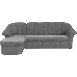 DOMO collection Ecksofa &raquo;Pegnitz, elegante R&uuml;ckensteppung, kompakte Stellma&szlig;e 238/141cm, L-Form&laquo; wahlweise mit Bettfunktion grau 100% Polyester B/H/T: