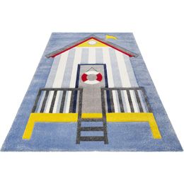 Esprit Kinderteppich &raquo;Sea Castle ESP-21070&laquo; rechteckig 13 mm H&ouml;he Kurzflor mit maritimem Muster, Strandschloss blau Polypropylen (PP) B : 200cm 1 Stk., 13mm,