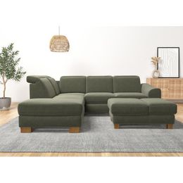 Home Affaire Ecksofa &raquo;Dundee L-Form&laquo; wahlweise mit Kopfteilverstellung und zus&auml;tzlich mit Schlaffunktion gr&uuml;n Flachgewebe 100% Polyester B/H/T: 263cm 