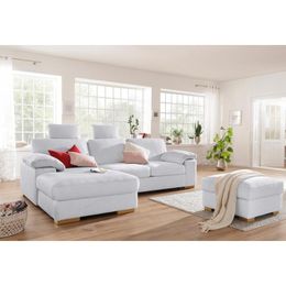 OTTO home Ecksofa &raquo;Ventura L-Form&laquo; wahlweise mit Schlaffunktion und Schlaffunktion/Bettkasten silber Luxus-Microfaser in Lederoptik (100% Polyester);