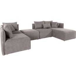 OTTO home Wohnlandschaft &raquo;N&ouml;re U-Form&laquo; 5 Teile, in vielen Bezugsqualit&auml;ten und Farben s. auch "N&ouml;re" grau Struktur fein (100% Polyester);Struktur (100