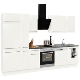 Optifit K&uuml;chenzeile &raquo;Bern&laquo; Breite 300 cm, wahlweise mit E-Ger&auml;ten, h&ouml;henverstellbare F&uuml;&szlig;e wei&szlig; B/H/T: 300cm x 60cm, ohne E-Ger&auml;te