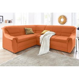 DOMO collection Ecksofa &raquo;Lale zeitlose Formensprache, komfortabel, Breite 251cm, L-Form&laquo; mit langem Schenkel, wahlweise mit Bettfunktion orange 