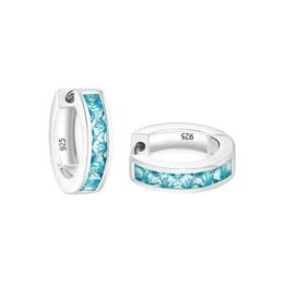 Amor Damen Paar Creolen &raquo;, 9556458&laquo; mit Zirkonia (synth.) blau Silber 925 (Sterlingsilber)
