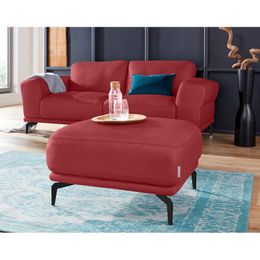 W.Schillig Hocker &raquo;montanaa&laquo; mit Metallf&uuml;&szlig;en in Schwarz pulverbeschichtet, Breite 71 cm rot B/H/T: 71cm x 42cm x 71cm, Longlife Xtra-Leder Z59