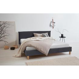 OTTO products Polsterbett &raquo;Heddi&laquo; in 5 Breiten: von 90cm-200cm, Biese am Kopfteil, Strukturstoff schwarz Bezug Struktur fein (100% recyceltes 