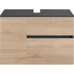 Home Affaire Waschbeckenunterschrank &raquo;Wisla&laquo; f&uuml;r Wandmontage, Siphonausschnitt, Push-to-open-Funktion, Breite 80 cm grau Holzwerkstoff anthrazit, B/H/