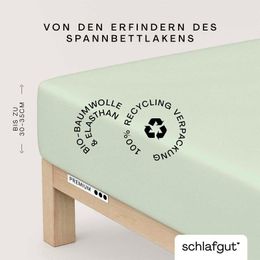 Schlafgut Spannbettlaken &raquo;PREMIUM Mako-Zwirn-Jersey, 220 g/m&sup2;, 95% Bio-Baumwolle, 5% Elasthan&laquo; Bettlaken bis 30 cm H&ouml;he, PREMIUM-Qualit&auml;t langlebig, perfekter 
