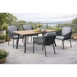 Destiny Garten-Essgruppe &raquo;LUCCA SAN MARINO 4 Se + Tisch RE 180x90cm holzf./ taupe&laquo; Set, Aluminium, Rope, Polywood Aluminium, Wicker/Kunststoffgeflecht B/H/T: 