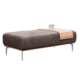 W.Schillig Polsterhocker &raquo;run&laquo; mit elegantem Holzsockel, F&uuml;&szlig;e in Silber matt, Breite 150 cm braun Stoff S37 (100% Polyester);ROHLEDER Chenille-