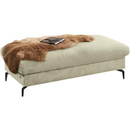 W.Schillig Polsterhocker F&uuml;&szlig;e in Schwarz pulverbeschrichtet beige Stoff S37 (100% Polyester): Luxus-Microfaser in Lederoptik B/H/T: 141cm x 42cm x 