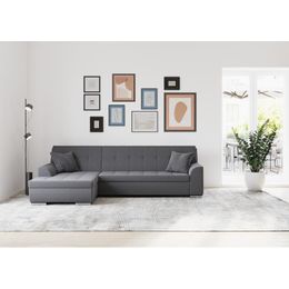 DOMO collection Ecksofa &raquo;TREVISO viele Bez&uuml;ge, auch in Cord, L-Form, 267x178 cm&laquo; mit Bettfunktion, inkl. Zierkissen, Unser Dauertiefpreis grau 100% 