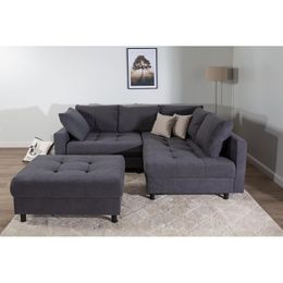 Collection AB Ecksofa &raquo;Toni L-Form, B: 215 cm&laquo; Set: Sofa & Hocker, 2 Zierkissen, Federkern grau 100%Polyester B/H/T: 215cm x 44cm x 184cm, Microfaser 