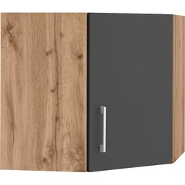 KOCHSTATION Eckh&auml;ngeschrank &raquo;KS-Colmar&laquo; 60 x 60 cm, mit Metallgriff grau Holzwerkstoff wotaneiche, B/H/T: 60cm x 57cm x 34cm