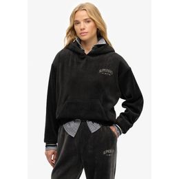 Superdry Damen Kapuzensweatshirt &raquo;COUNTRY CLUB VELOUR RELAX HOOD&laquo; schwarz M