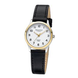 Regent Uhren Regent Damen Quarzuhr Armbanduhr, Damenuhr, Lederarmband, analog schwarz Einheitsgr&ouml;&szlig;e