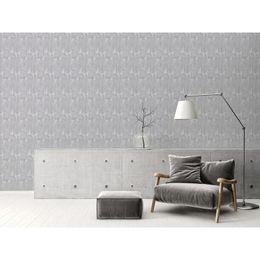 Livingwalls living walls Vliestapete &raquo;Stories of Life Moderne Blatt-Reliefe Vliestapete Grau&laquo; Wald botanisch floral leicht strukturiert Vintage Tapete f&uuml;r 