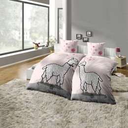 Kinzler Bettw&auml;sche &raquo;"Lama"&laquo; 4 Stk. pflegeleicht, mit Motiv bunt Microfaser, Obermaterial: 100% Polyester B/L: 135cm x 200cm, 1 Stk., 1 Stk., 