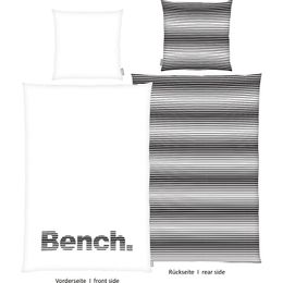 Wendebettw&auml;sche &raquo;Bench&laquo; mit Schriftzug grau Renforc&eacute;, Obermaterial: 100% Baumwolle B/L: 155cm x 220cm, 1 Stk., 1 Stk., Renforc&eacute;, B/L: 80cm x 80cm