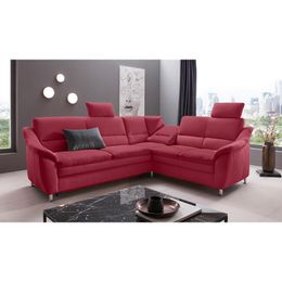 OTTO home Ecksofa &raquo;Cardoso L-Form&laquo; Federkern, wahlweise mit Bett, Schubkasten, teilweise Relaxfunktion rot Luxus-Microfaser Lederoptik (100% Polyester