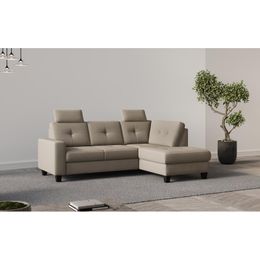 OTTO home Ecksofa &raquo;Varese&laquo; wahlweise mit Schlaffunktion und Bettkasten grau 95%Polyester 5%Polyamid B/H/T: 226cm x 91cm x 170cm, Flachgewebe LINO, 