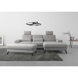 Sit & More sit&more Ecksofa &raquo;Cinturo L-Form&laquo; inklusive Sitztiefenverstellung und Federkern, Sitzh&ouml;he 45 cm grau B/H/T: 283cm x 88cm x 175cm, Luxus-Microfaser 