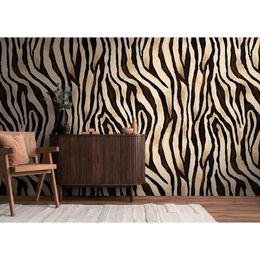 Livingwalls living walls Fototapete &raquo;THE WALL III Fell Tapete Motivtapete Animalprint Tiger&laquo; matt glatt Vliestapete Tiere f&uuml;r Schlafzimmer K&uuml;che Wohnzimmer Fell 