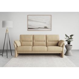 DOMO collection 3-Sitzer &raquo;Pina, schmale Armlehnen, mit Federkern, kompakt & elegant&laquo; Hoher Sitzkomfort, Feinstruktur, beige, Breite 219 cm beige 100% 