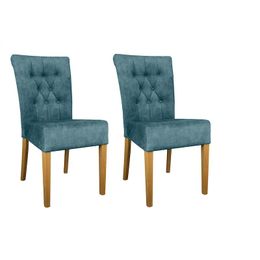 Home Affaire 4-Fu&szlig;stuhl &raquo;Ravenna&laquo; (Set) 2 Stk.Esszimmerstuhl mit Knopfheftung blau Holzwerkstoff, Massivholz B/H/T: 47cm x 93cm x 64cm, 2 Stk., 
