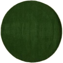 CarpetFine Wollteppich &raquo;Gabbeh Lola Uni&laquo; rund 14 mm H&ouml;he mit nat&uuml;rlichem Pflanzenmaterial von Hand gewebt, auch als L&auml;ufer gr&uuml;n Wolle &Oslash; 100cm 1 Stk., 
