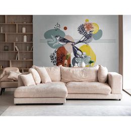 Livingwalls living walls Fototapete &raquo;THE WALL III Formen Tapete Motivtapete Floral Tiere&laquo; matt glatt Vliestapete V&ouml;gel f&uuml;r Schlafzimmer K&uuml;che Wohnzimmer Formen 