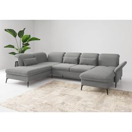 Sit & More sit&more Wohnlandschaft &raquo;Emely, inkl. Sitztiefenverstellung&laquo; wahlweise mit Schlaffunktion,Bettkasten,Kopf- & Armteilverstellung grau 100% Polyester B/