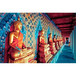 papermoon Fototapete &raquo;Golden Statues of Buddha&laquo; glatt bunt Vlies B/L: 1,5m x 1,11m, Bahnen: 7 Stk.