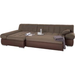 DOMO collection Ecksofa &raquo;MONA 297x173 cm, modern und komfortabel&laquo; whlw. mit Bettfunktion, L-Form braun Struktur fein 100% Polyester;Chenilleoptik 100%