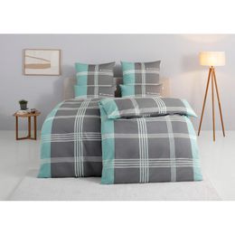 Tom Tailor HOME Bettw&auml;sche &raquo;Ole&laquo; 2 Stk. karierte Bettw&auml;sche aus Baumwolle, mit Rei&szlig;verschluss grau Renforc&eacute;, Obermaterial: 100% Baumwolle B/L: 135cm x