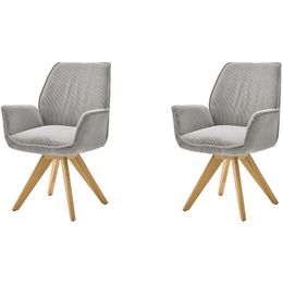 Musterring Esszimmerstuhl &raquo;Tiama&laquo; (Set) 2 Stk.Stativgestell Eiche massiv, 180&deg; drehbar, Stoff Cord oder Boucl&eacute; grau Massivholz B/H/T: 63cm x 91cm x 65cm, 2 Stk.,