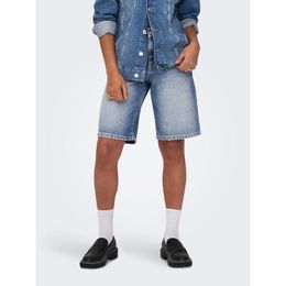 Only Damen Only Jeansbermudas &raquo;ONLMATE REG BAGGY LONG SHORTS DNM NOOS&laquo; Baumwolle, Regular Waist blau L (40), N-Gr