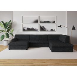 DOMO collection Wohnlandschaft &raquo;Topper, elegant und zeitlos, komfortabel, U-Form&laquo; wahlweise mit Bettfunktion grau B/H/T: 320cm x 78cm x 213cm, 