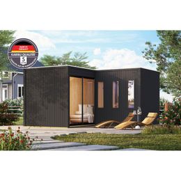 Karibu Saunahaus &raquo;Kolorado&laquo; verschiedene Varianten schwarz Bio-Ofen, externe Steuerung, 9 kW