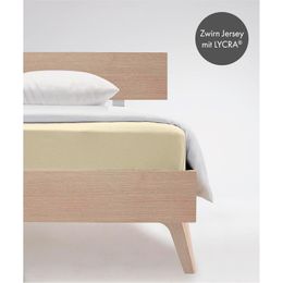 Fleuresse Spannbettlaken &raquo;Comfort&laquo; langlebig & b&uuml;gelfrei,Perfekte Passform durch POWER-STRETCH gelb Jersey-Elasthan, Obermaterial: 96% Baumwolle, 4% 