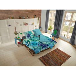HIP Wendebettw&auml;sche &raquo;Isara&laquo; 2 Stk. Mako-Satin, 135x200, Rei&szlig;verschluss, Wendeoptik, Mandala, Elefant Blau bunt Satin, Obermaterial: 100% Baumwolle B/L