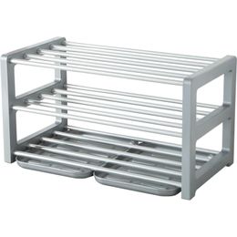 Ruco Schuhregal mit Schmutzauffangschalen, Aluminium, bis zu 9 Paar Schuhe grau Aluminium B/H/T: 60cm x 33cm x 32cm