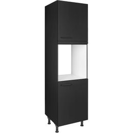 Nobilia Backofenumbauschrank &raquo;"MIAMI", Ausrichtung w&auml;hlbar, mit zwei zus&auml;tzlichen T&uuml;ren,&laquo; vormontiert, Breite/H&ouml;he: 60/167,8 cm Schwarz, B/H/T: 60cm x