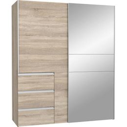 FORTE Schwebet&uuml;renschrank &raquo;Winn2&laquo; mit Spiegel und 3 Schubk&auml;sten braun Holzwerkstoff Sonoma Eiche, B/H/T: 170,3cm x 200,5cm x 61,2cm