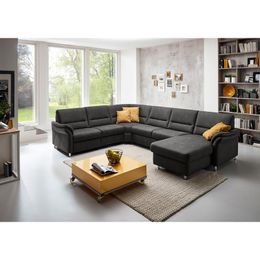 Die PlanBar Wohnlandschaft &raquo;ZE-EM16033 U-Form, Breite 330 cm&laquo; wahlweise mit Kopfst&uuml;tzen und Schlaffunktion grau 100% Polyester B/H/T: 330cm x 262cm, 