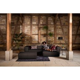 W.Schillig Ecksofa &raquo;around-the-block, modern und elegant, bequem, L-Form&laquo; mit eleganter Biese, mit Federkern braun Longlife Xtra-Leder Z59: Glattleder