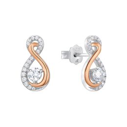 Amor Damen Paar Ohrstecker &raquo;Infinity&laquo; mit Zirkonia (synth.) rosa Silber 925 (Sterlingsilber)