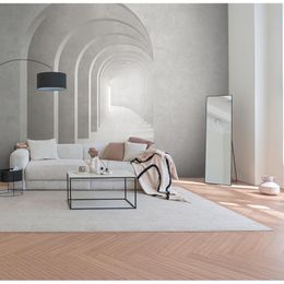 Livingwalls living walls Fototapete &raquo;THE WALL III Beton-Optik Tapete Motivtapete Rundbogen 3D&laquo; matt glatt Vliestapete 3D-Optik f&uuml;r Schlafzimmer K&uuml;che Wohnzimmer 
