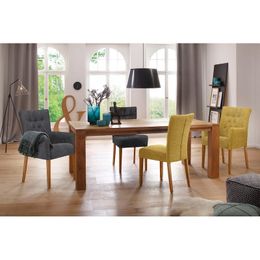 Home Affaire Polsterstuhl &raquo;Queen&laquo; (Set) 2 Stk.Esszimmerstuhl mit Knopfheftung, 2er, 4er oder 6er-Set grau 100% Polyester B/H/T: 46cm x 93cm x 64cm, 2 